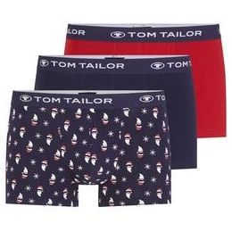 Tom Tailor Herren Hip Pants im 3er Pack mit Weihnachtsmotiv, blau, Gr. S/4