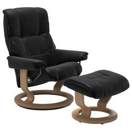 Relaxsessel stressless "Mayfair" Sessel Gr. Leder BATICK, Classic Base Eiche, Relaxfunktion-Drehfunktion-PlusTMSystem-Gleitsystem, B/H/T: 79cm x 101cm x 73cm, schwarz (black batick) mit Hocker, Classic Base, Größe S, M & L, Gestell Eiche