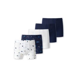 Schiesser Boxershorts "Original Classics" (5er-Pack) mit Raumschiffen und uni, blau|weiß