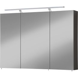 Welltime Spiegelschrank Torino Breite 100 cm, 3-türig, LED-Beleuchtung, Schalter-/Steckdosenbox, grau