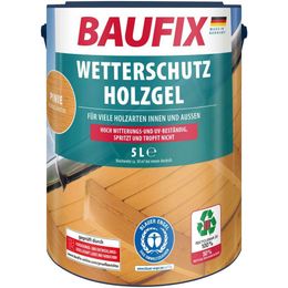 Baufix Holzschutzlasur Wetterschutz-Holzgel, wetterbeständig, UV beständig, atmungsaktiv, 5L, seidenglänzend, beige