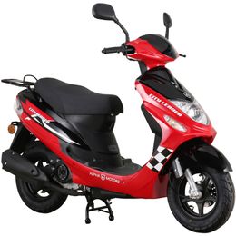 Motorroller Alpha Motors "CityLeader", rot (rot, schwarz), Motorroller & Mofas, 45 km/h, B:68cm H:105cm L:183cm