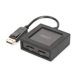 Digitus DS-45404 2 Port DisplayPort-Splitter Metallgehäuse, Ultra HD-fähig, mit Aluminiumgehäuse 4096 x 2160 Pixel Schwarz