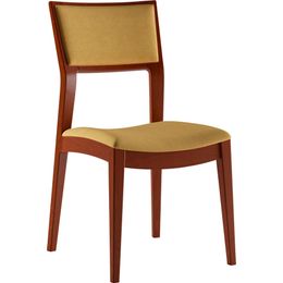 Stuhl Inosign "DOM" Stühle Gr. B/H/T: 46,5 cm x 88 cm x 55 cm, 2 St., Microfaser Veloursoptik, Massivholz, gelb (yellow, kirsch) 4-Fuß-Stuhl Esszimmerstuhl Polsterstuhl Küchenstühle