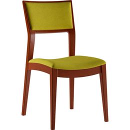 Stuhl Inosign "DOM" Stühle Gr. B/H/T: 46,5 cm x 88 cm x 55 cm, 2 St., Microfaser Veloursoptik, Massivholz, grün (green, kirsch) 4-Fuß-Stuhl Esszimmerstuhl Polsterstuhl Küchenstühle