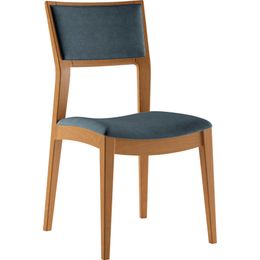 Stuhl Inosign "DOM" Stühle Gr. B/H/T: 46,5 cm x 88 cm x 55 cm, 2 St., Microfaser Veloursoptik, Massivholz, blau (jeans, buche) 4-Fuß-Stuhl Esszimmerstuhl Polsterstuhl Küchenstühle