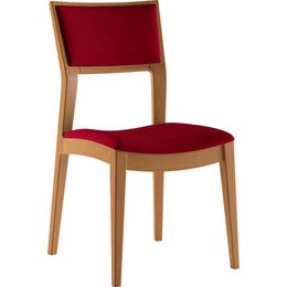 Stuhl Inosign "DOM" Stühle Gr. B/H/T: 46,5 cm x 88 cm x 55 cm, 2 St., Microfaser Veloursoptik, Massivholz, rot (bordeau x, buche) 4-Fuß-Stuhl Esszimmerstuhl Polsterstuhl Küchenstühle