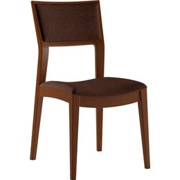 Stuhl Inosign "DOM" Stühle Gr. B/H/T: 46,5 cm x 88 cm x 55 cm, 2 St., Microfaser Veloursoptik, Massivholz, braun (tabac, nuss) 4-Fuß-Stuhl Esszimmerstuhl Polsterstuhl Küchenstühle