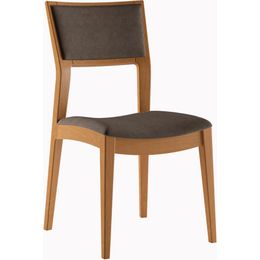 Stuhl Inosign "DOM" Stühle Gr. B/H/T: 46,5 cm x 88 cm x 55 cm, 2 St., Microfaser Veloursoptik, Massivholz, grau (elephant, buche) 4-Fuß-Stuhl Esszimmerstuhl Polsterstuhl Küchenstühle