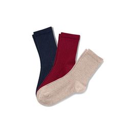 Tchibo 3 Paar Ripp-Socken - Bordeaux/Meliert - Gr.: 35-38