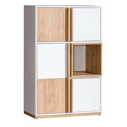 Stylefy Kinderkleiderschrank Evelin Weiß Nussbaum (Highboard