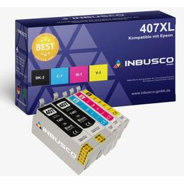 Inbusco 5x T407XL Tintenpatronen kompatibel mit Epson W Tintenpatrone