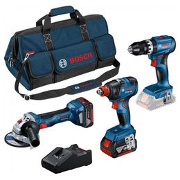 Bosch Elektrowerkzeug-Set GSB 18V-45 & GDX 18V-200 & GWS 18V-7 Akku-Werkzeugset blau/schwarz