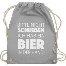 Shirtracer Turnbeutel Bitte nicht schubsen ich hab ein Bier in der Hand! weiß