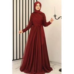 Modavitrini Abendkleid Damen Kleid Tüllkleid Hijab Mode Abiye Abaya Maxikleid (INCI) gefüttert
