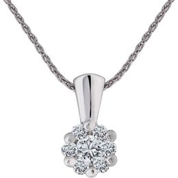 MONCARA Damen Kette mit Anhänger, 585er Weißgold 7 Diamanten, zus. ca. 0,2 Karat, silber