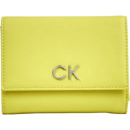 Calvin Klein Brieftasche, Leder, Druckknopf, Emblem, für Damen, gelb