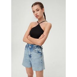 QS Jeansshorts Jeans-Shorts Paper Bag / Relaxed Fit / High Rise / Semi Wide Leg Waschung