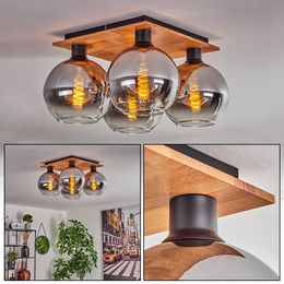 hofstein Koyoto Deckenleuchte Glas 20 cm Naturfarben, Schwarz, 4-flammig