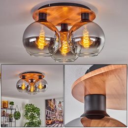 hofstein Koyoto Deckenleuchte Glas 15 cm Naturfarben, Schwarz, 3-flammig