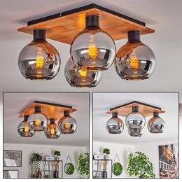 hofstein Koyoto Deckenleuchte Glas 15 cm Naturfarben, Schwarz, 4-flammig