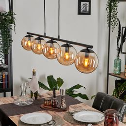hofstein Gastor Pendelleuchte Glas 15 cm Bernsteinfarben, 5-flammig