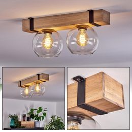 hofstein Montgomery Deckenleuchte Glas 15 cm Naturfarben, Schwarz, 2-flammig