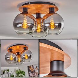 hofstein Koyoto Deckenleuchte Glas 20 cm Naturfarben, Schwarz, 3-flammig