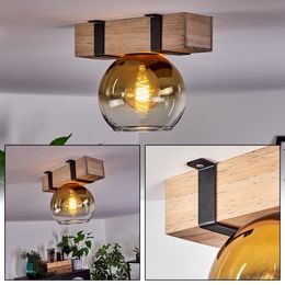 hofstein Montgomery Deckenleuchte Glas 15 cm Naturfarben, Schwarz, 1-flammig