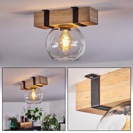 hofstein Montgomery Deckenleuchte Glas 15 cm Naturfarben, Schwarz, 1-flammig
