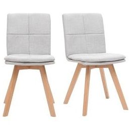 Miliboo 2er-Set Stühle skandinavisch grauer Stoff mit hellen Holzbeinen THEA