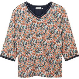 Tom Tailor plus Shirt, 3/4-Arm, V-Ausschnitt, für Damen, orange, 50