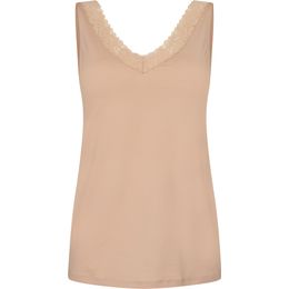 Calida Natural Comfort Lace Unterhemd, Spitze, V-Ausschnitt, für Damen, beige, XS