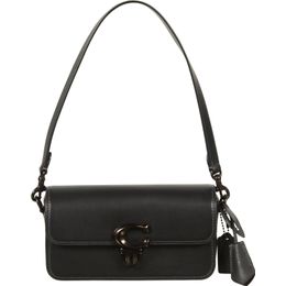 Coach Schultertasche, Leder, Magnetverschluss, für Damen, schwarz