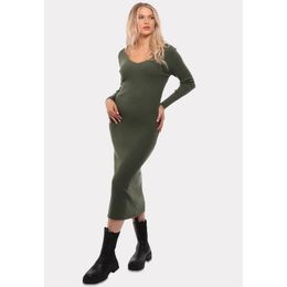 YC Fashion & Style Strickkleid Strickkleid mit V-Ausschnitt KNIT DRESS (1-tlg) in Unifarbe