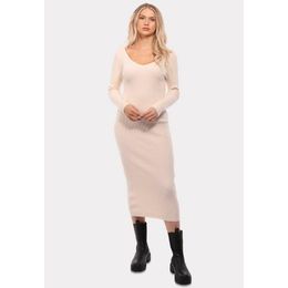 YC Fashion & Style Strickkleid Strickkleid mit V-Ausschnitt KNIT DRESS (1-tlg) in Unifarbe