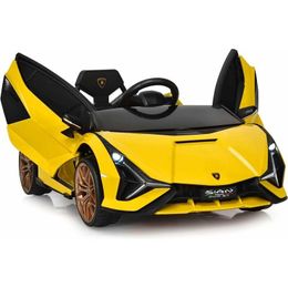 Goplus - Kinder Elektroauto Lamborghini Sian fkp 37, Kinderauto mit Fernbedienung, Kinderfahrzeug, Bluetooth usb & TF-Karte Schacht, mit Hupe &