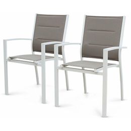 2er Set stapelbare Sessel Weiß / Taupe - Weiß - Sweeek