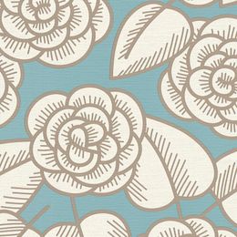 A.S. Création Retro Blumentapete | 20er Tapete mit großen Blumen in Hellblau und Weiß | Nostalgie Vliestapete mit floralem Muster für Schlafzimmer und Esszimmer