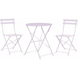 Beliani - Balkonset Violett Stahl 3-Teilig Runder Tisch mit 2 Stühlen Zusammenklappbar Modern Französicher Stil Terrasse Garten Outdoor Ausstattung