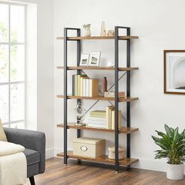 Songmics - vasagle Bücherregal, stabiles Standregal mit 5 Regalebenen, Wohnzimmerregal im Industrie-Design, einfacher Aufbau, Wohnzimmer,