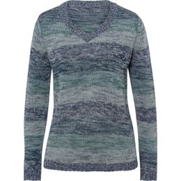 Damen V-Ausschnitt-Pullover in jade-steingrau-meliert ,Größe 56, WITT Weiden, 100% Polyacryl