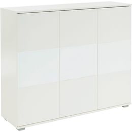 Hochkommode Priess Sideboards Gr. B: 123 cm, 3 Türen, weiß (weiß, weißglas) Türkommode Türkommoden