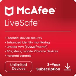 Acer McAfee LiveSafe - Unbegrenzte Anzahl von Geräten – 3-Jahres-Abonnement
