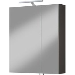 Welltime Spiegelschrank Torino Breite 60 cm, 2-türig, LED-Beleuchtung, Schalter-/Steckdosenbox, grau