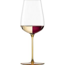 Eisch Weinglas INSPIRE SENSISPLUS, Made in Germany, Kristallglas, die Veredelung der Stiele erfolgt in Handarbeit, 2-teilig, gelb