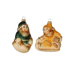 Krebs Glas Lauscha Christbaumschmuck Countryfarben Gelb 10cm Weihnachtsmann-Set