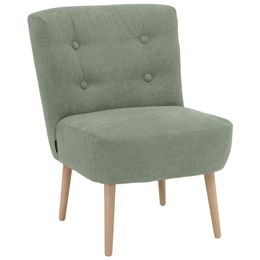 lovingHome® Sessel Fiola Velours hellgrün Polstersessel Stuhl Relaxsessel Füße Buche natur mittlere Sitzhärte