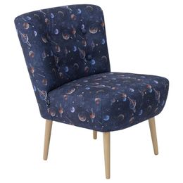lovingHome® Sessel Fiola Weltraum-Motiv Polstersessel Stuhl Relaxsessel Füße Buche natur mittlere Sitzhärte