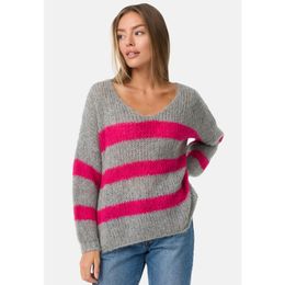 PM SELECTED Damen Warmer Strickpullover Pullover mit Candy Stripes in Einheitsgröße PM67